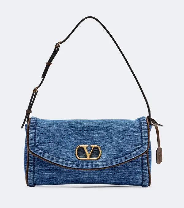 Valentino Garavani Devain Small Denim Shoulder Bag - Blue