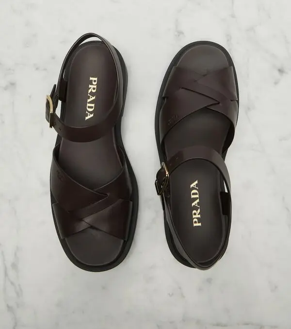 Prada Leather Platform Sandals
