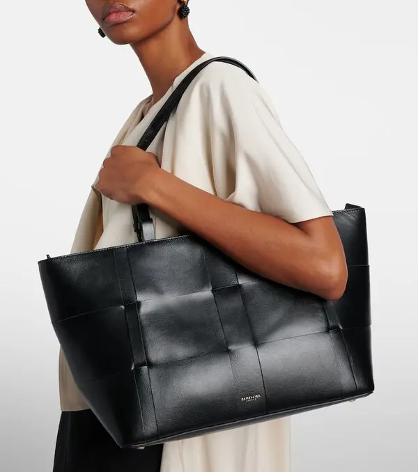 DEMELLIER Florence Large Woven Leather Tote Bag - Black