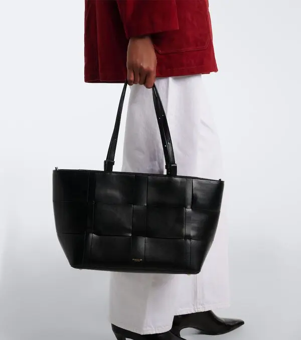 DEMELLIER Florence Large Woven Leather Tote Bag - Black