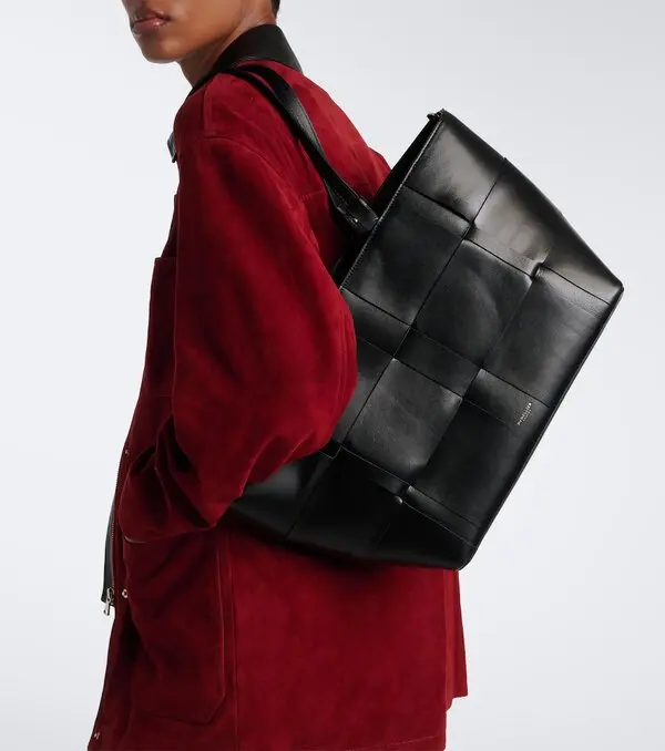 DEMELLIER Florence Large Woven Leather Tote Bag - Black