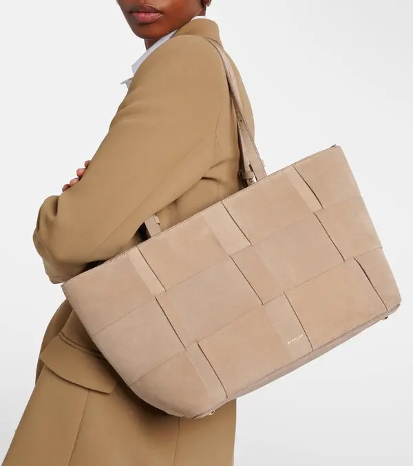 DEMELLIER Florence Large Suede Tote Bag - Beige