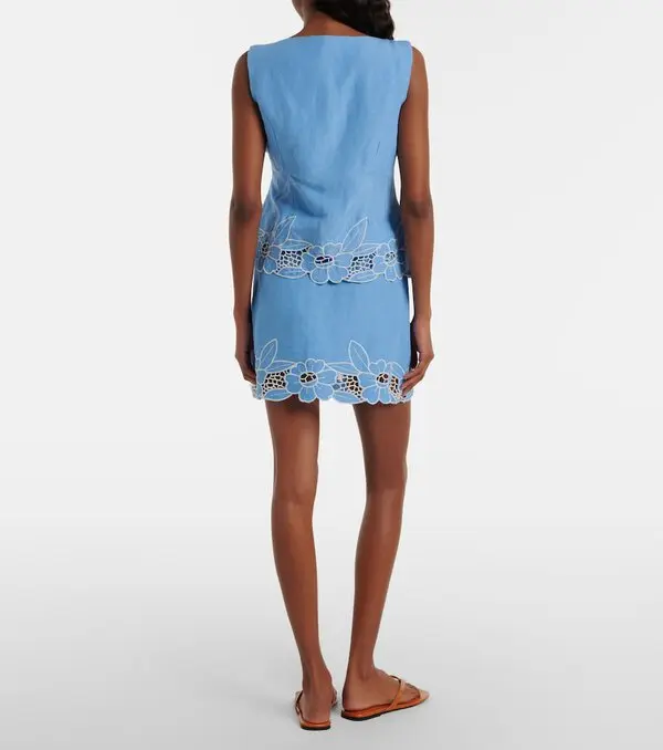 Rixo Nancye Cutout Linen-blend Miniskirt