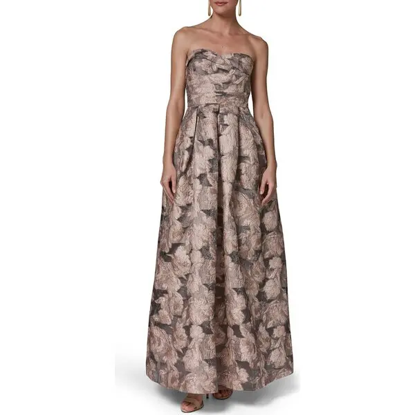 Donna Karan New York Metallic Floral Jacquard Gown - Snow Petal