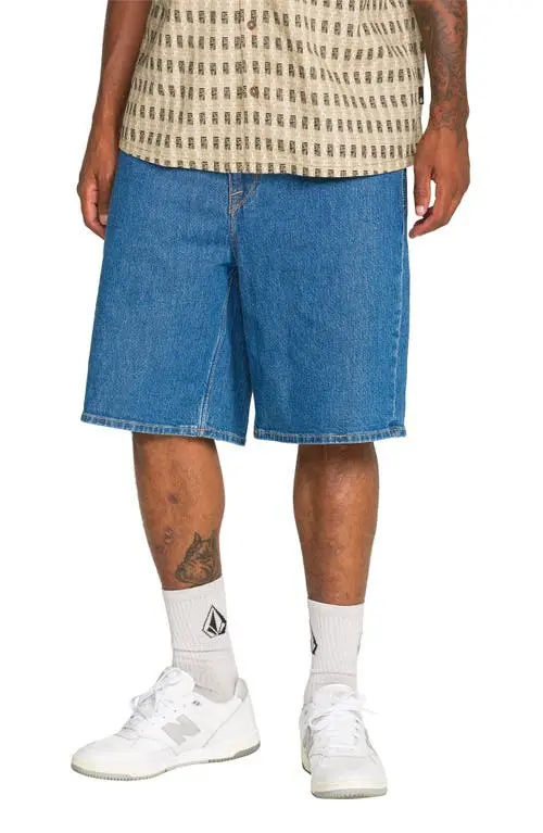 Volcom Billow Loose Fit Denim Shorts - Bold Blue