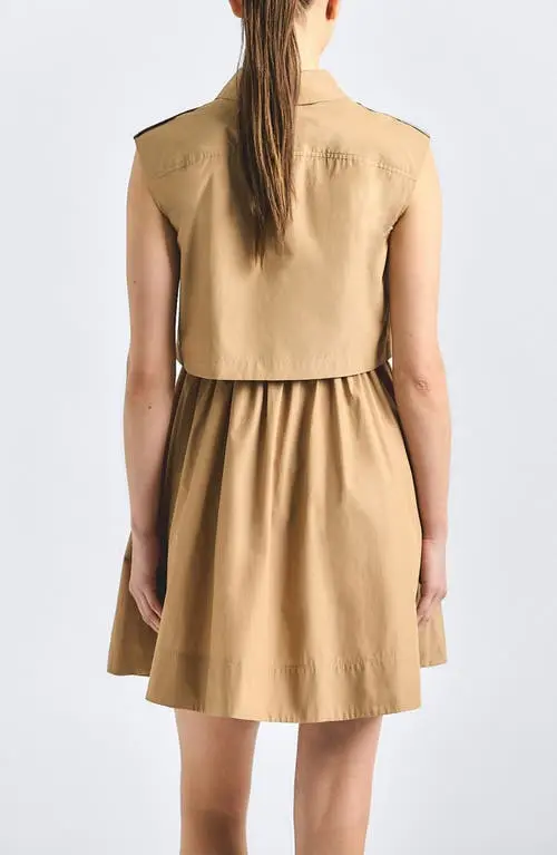 Derek Lam 10 Crosby Sequoia Sleeveless Mini Shirtdress - Camel
