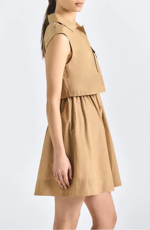 Derek Lam 10 Crosby Sequoia Sleeveless Mini Shirtdress - Camel