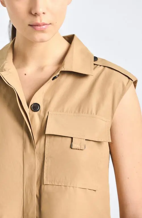 Derek Lam 10 Crosby Sequoia Sleeveless Mini Shirtdress - Camel