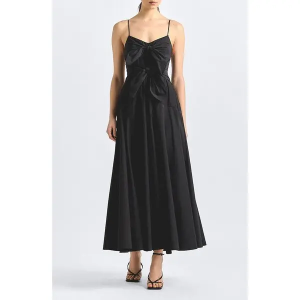 Derek Lam 10 Crosby Unity Tie Front Poplin Dress - Black