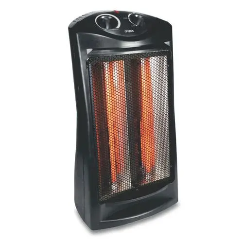 OPTIMUS Fan Forced Tower Quartz Heater With Thermostat - Black