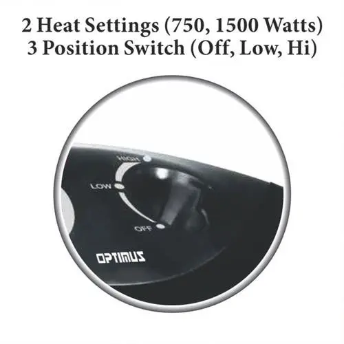OPTIMUS Fan Forced Tower Quartz Heater With Thermostat