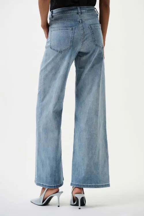Joseph Ribkoff Classic Wide-leg Stretch Jeans - Light Blue Denim