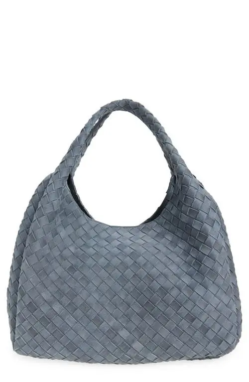 Bottega Veneta Large Campana Suede Shoulder Bag - Cloudy Indigo