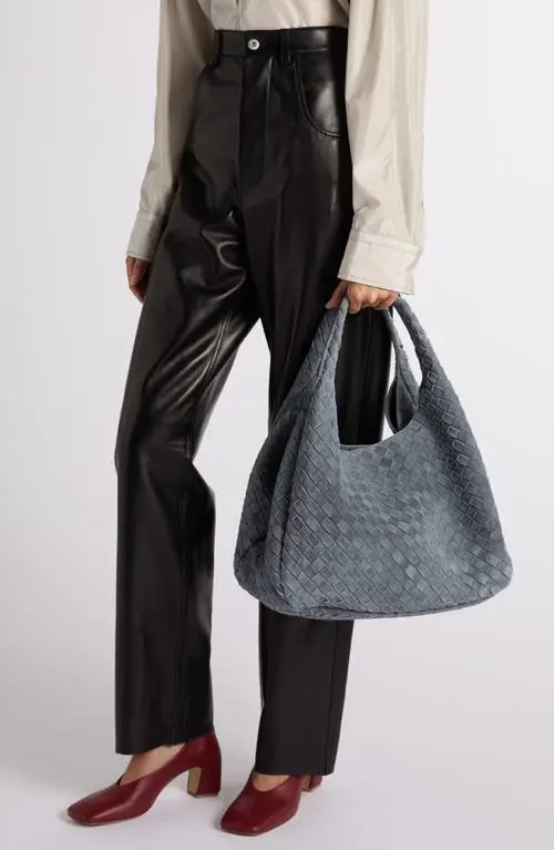 Bottega Veneta Large Campana Suede Shoulder Bag - Cloudy Indigo