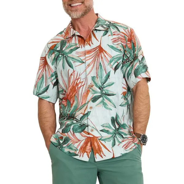 Tommy Bahama Tidal Fronds Silk Camp Shirt - Pale Opal
