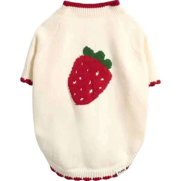 FURB Strawberry Fields Pet Sweater - Red/ivory
