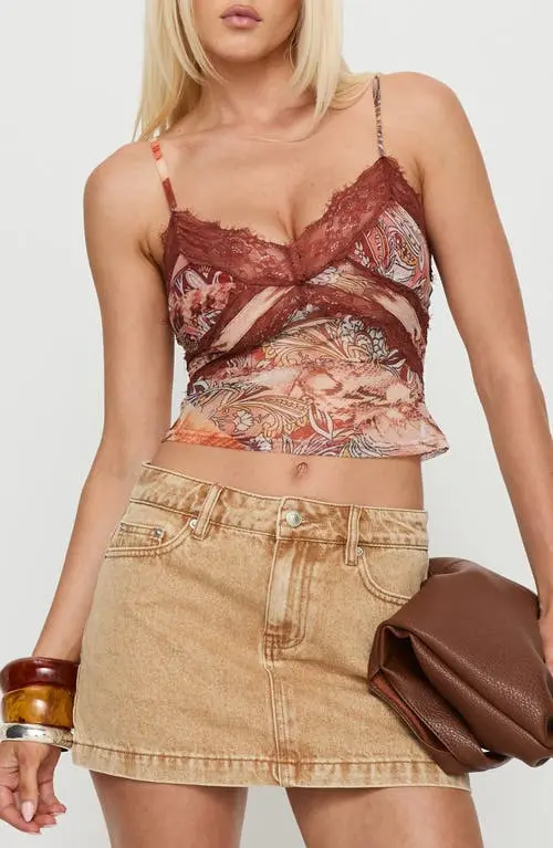 Princess Polly Loraleigh Mix Print Lace Trim Camisole