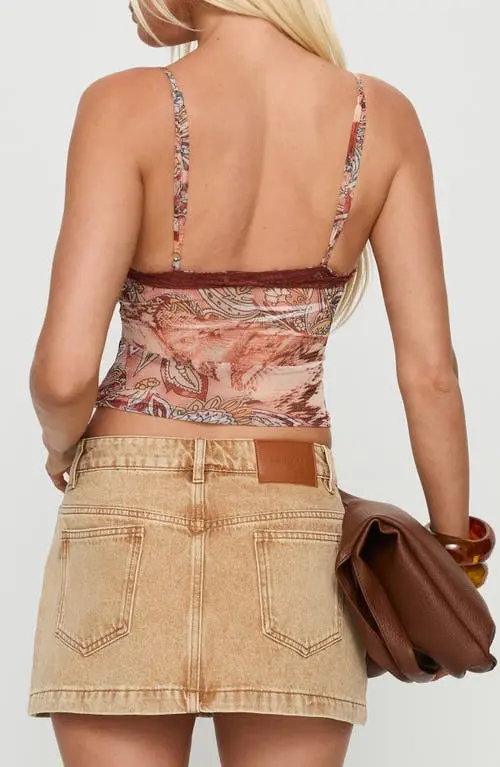 Princess Polly Loraleigh Mix Print Lace Trim Camisole
