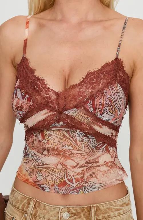 Princess Polly Loraleigh Mix Print Lace Trim Camisole