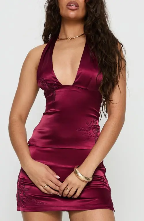 Princess Polly Plunge Halter Top - Berry