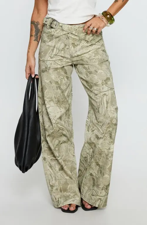 Princess Polly Mckinley Mid Rise Wide Leg Camo Jeans - Camoflauge