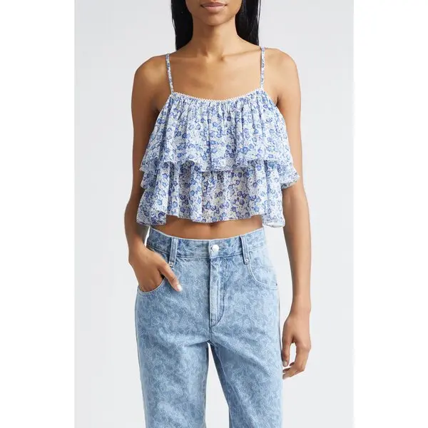 Isabel Marant Erisa Floral Ruffle Crop Top