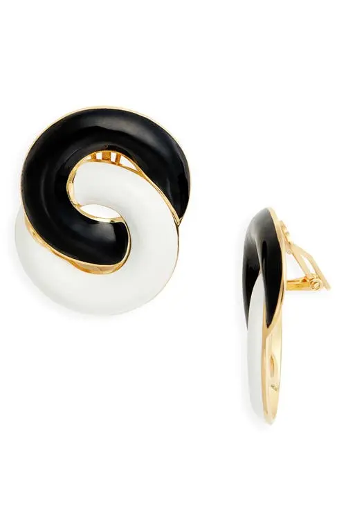 Carolina Herrera Twisted Knot Clip-on Earrings - Black/white