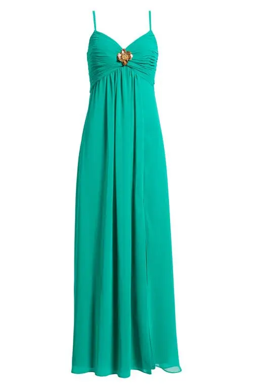 eliza j pleated chiffon dress Women's Eliza J Pleated Floral Chiffon Maxi Dress, Size 8