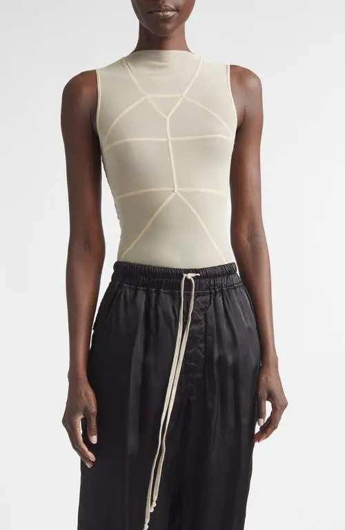 Rick Owens Temple Sleeveless Tulle Top - Sand