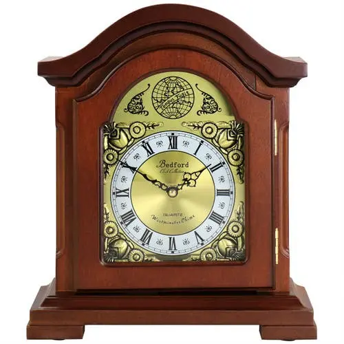 BEDFORD CLOCK COLLECTION Mantel Clock With Chimes - Mahogany