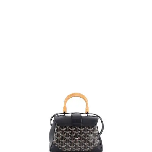 Goyard Saigon Top Handle Bag Coated Canvas With Leather Mini - Black
