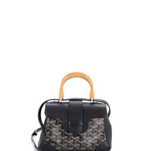 Goyard Saigon Top Handle Bag Coated Canvas With Leather Mini - Black