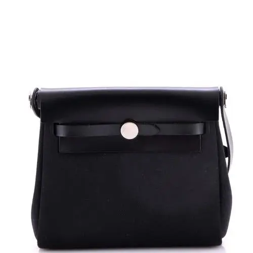Hermès Herbag Zip Toile And Leather 20 - Black