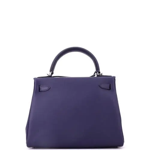 Hermès Kelly Handbag Verso Evercolor With Palladium Hardware 28