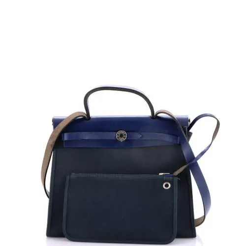 Hermès Herbag Zip Leather And Toile 31 - Blue