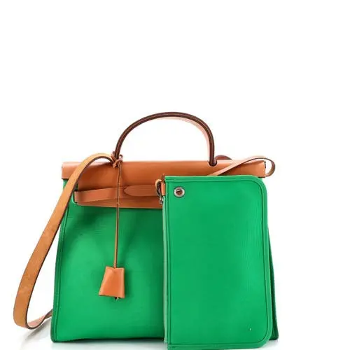 Hermès Herbag Zip Berline 31 Vache Canvas And Leather - Green