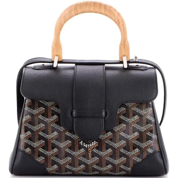 Goyard Saigon Top Handle Mini Bag Coated Canvas With Leather - Black