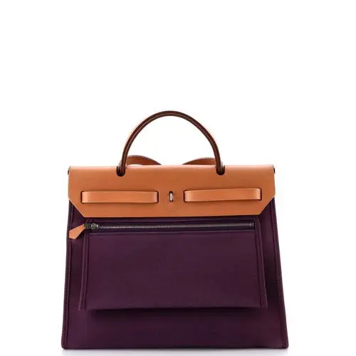 Hermès Herbag Zip Leather And Toile 31 - Red