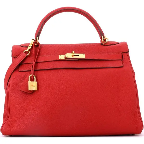 Hermès Kelly Handbag Red Togo 32 With Gold Hardware