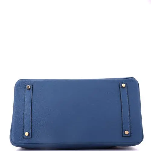 Hermès Birkin Handbag Blue Clemence With Gold Hardware 35 - Deep Blue