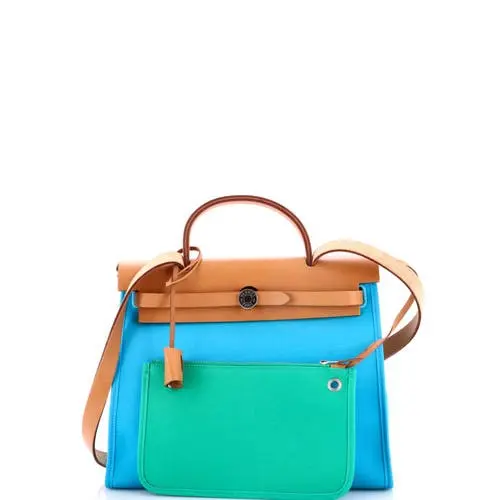 Hermès Herbag Zip Verso Leather And Toile 31 - Blue