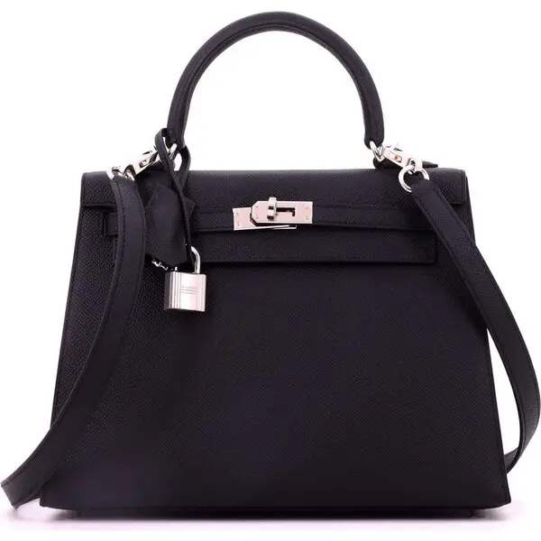 Hermès Kelly Handbag Black Epsom With Palladium Hardware 25 - Noir
