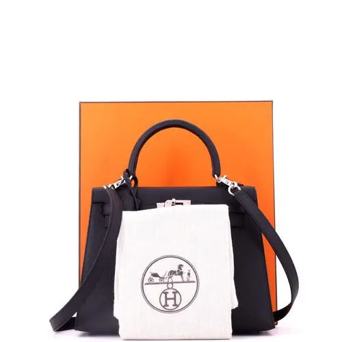 Hermès Kelly Handbag Black Epsom With Palladium Hardware 25 - Noir