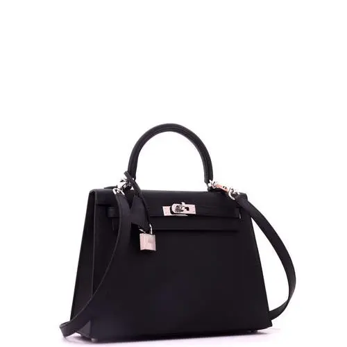 Hermès Kelly Handbag Black Epsom With Palladium Hardware 25 - Noir