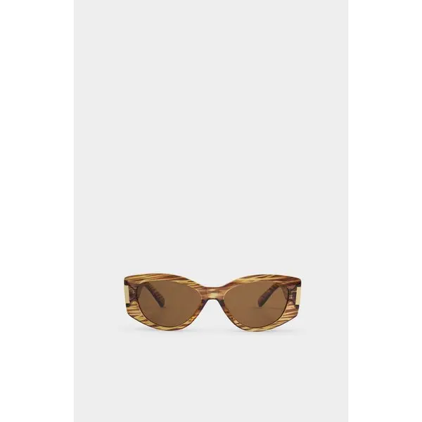 KATIE LOXTON Rimini Sunglasses - Striped Brown Transparent