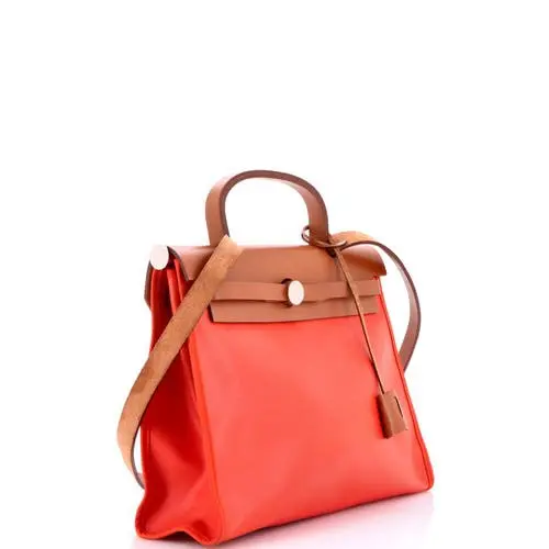 Hermès Herbag Zip Berline Vache Canvas And Leather 31 - Red