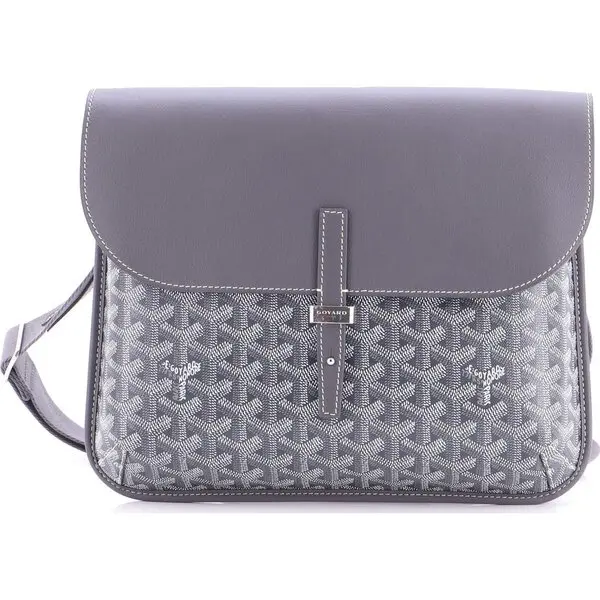 Goyard Coursier Messenger Bag Coated Canvas And Leather - Gray