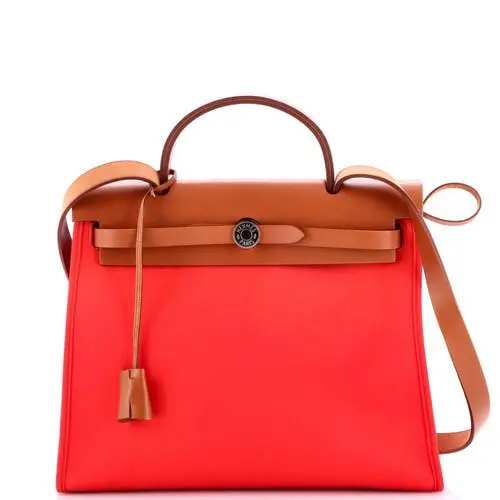 Hermès Herbag Zip Leather And Toile 31 - Red