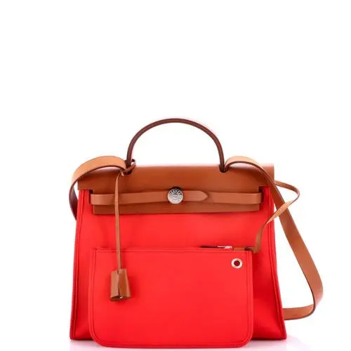 Hermès Herbag Zip Leather And Toile 31 - Red