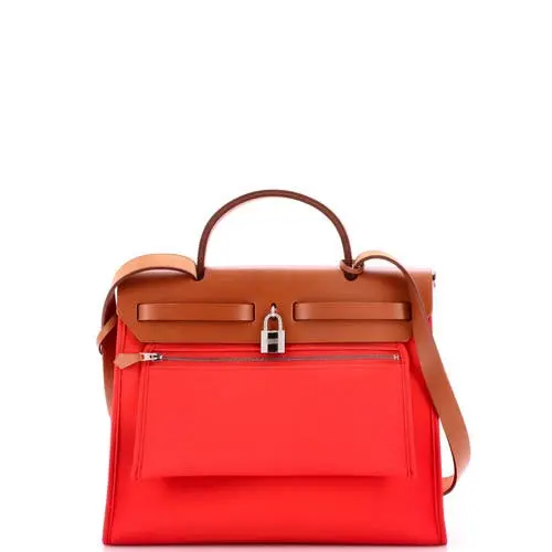 Hermès Herbag Zip Leather And Toile 31 - Red